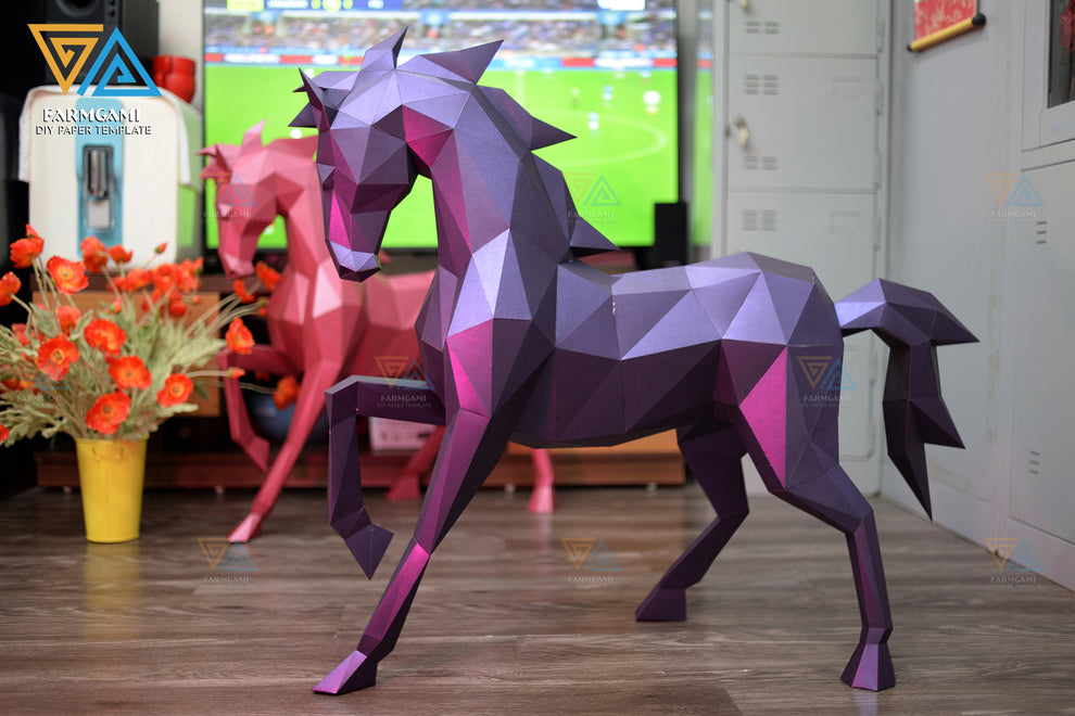 Horse Stand Paper Model Template | Horse Stand Paper Sculpture | Horse ...