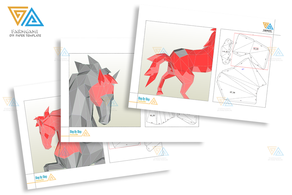Horse Stand Paper Model Template | Horse Stand Paper Sculpture | Horse ...
