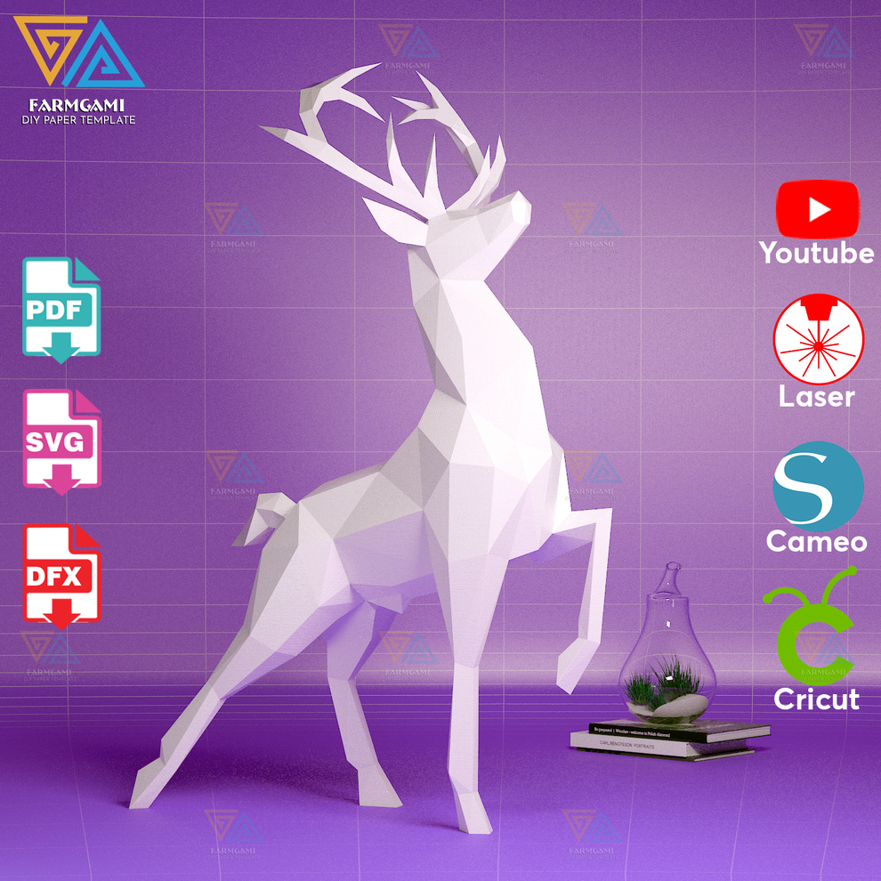 Deer Stand Paper Model Template | Deer Stand Paper Sculpture | Deer St ...