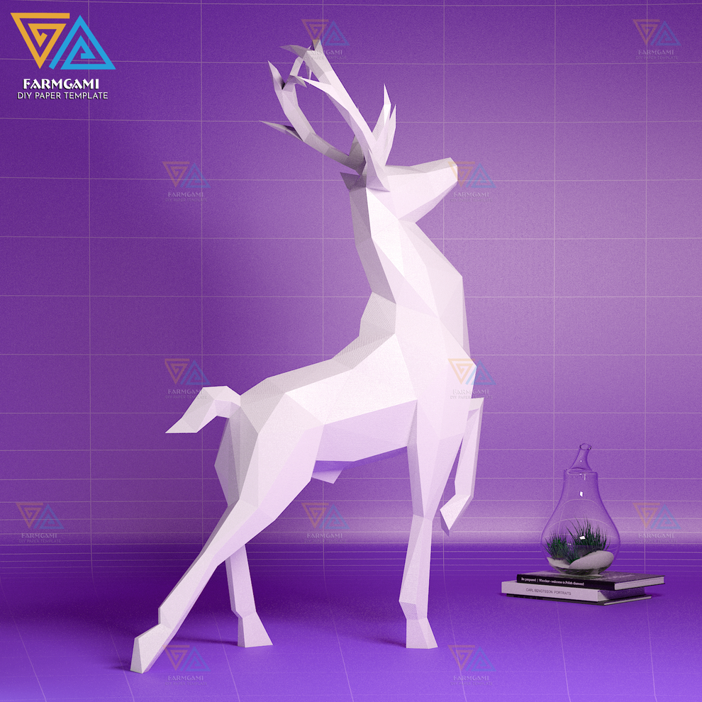 Deer Stand Paper Model Template | Deer Stand Paper Sculpture | Deer St ...