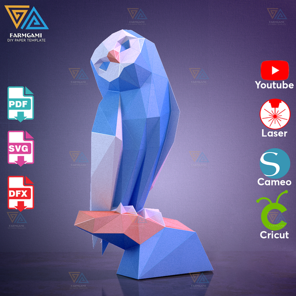 Owl Paper Model template | Owl paper Sculpture | Owl Papercraft Kit DI ...