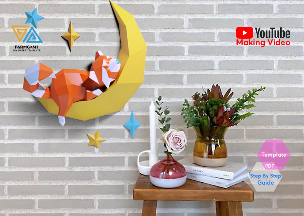 Animal Paper Model template |Red Panda, Little Fox paper Sculpture |Li ...
