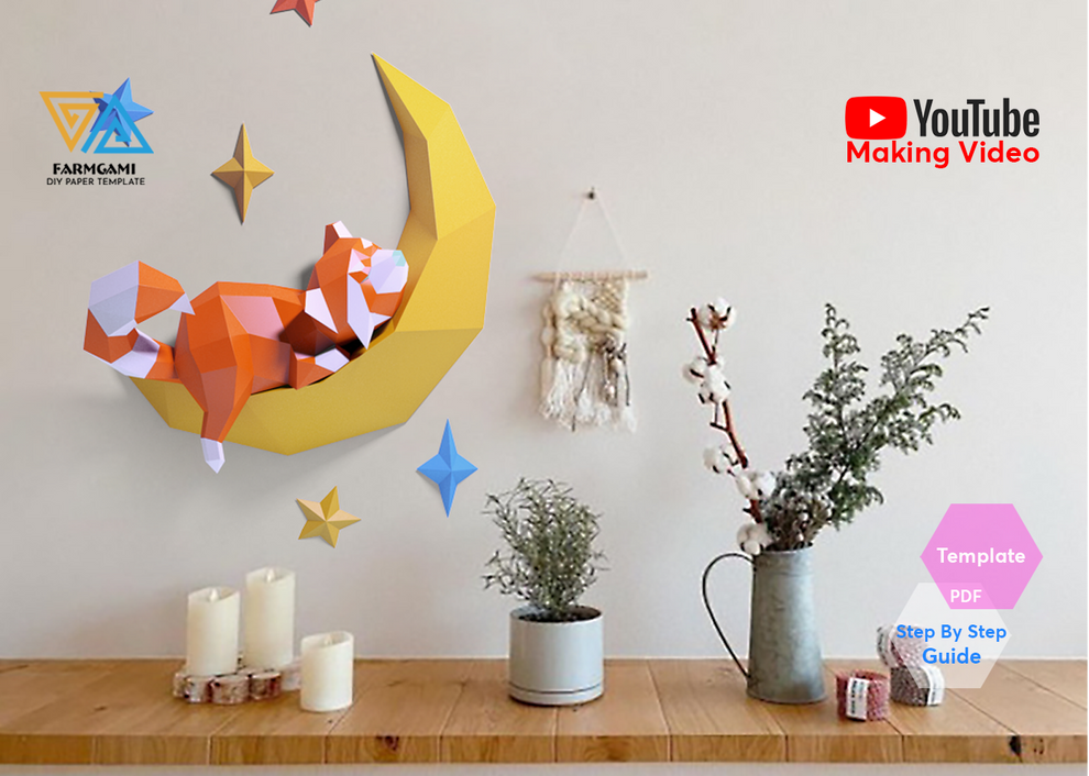 Animal Paper Model template |Red Panda, Little Fox paper Sculpture |Li ...